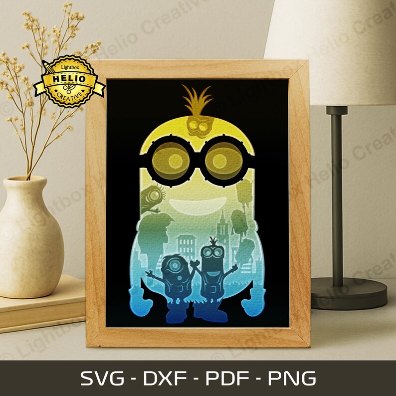 Minions Lightbox SVG: DIY Despicable Me Shadow Box Template (digital ...