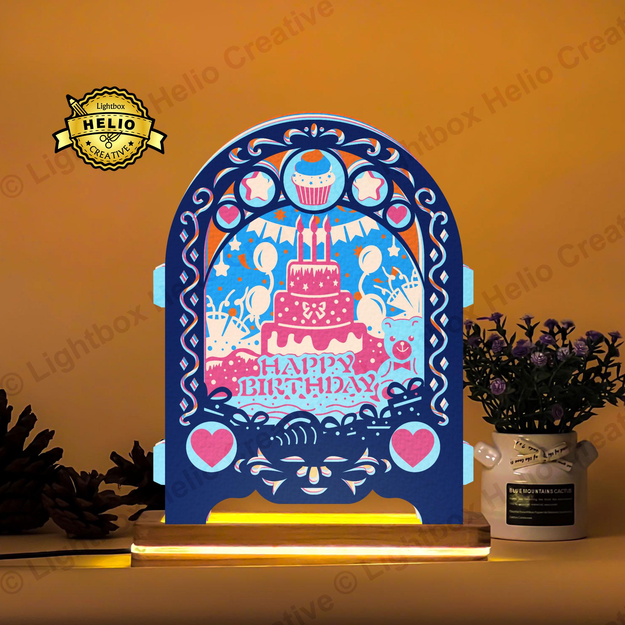 Happy Birthday Pop-up Lightbox SVG: DIY Shadow Box Template (digital ...