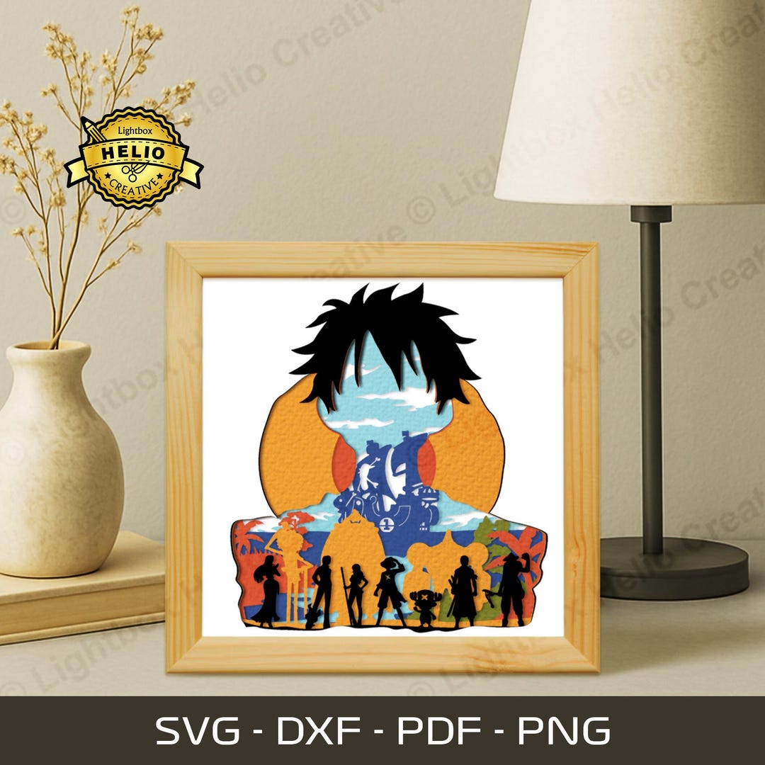 One Piece Shadow Box SVG: Straw Hat Pirates Lightbox Template, Thousand ...