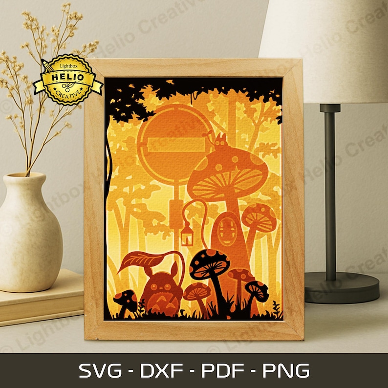 Forest Spirit & Ghost 3D Lightbox SVG: Anime Shadow Box Template for ...