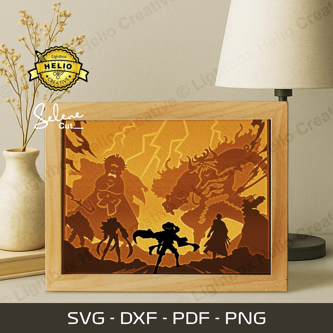 One Piece Lightbox SVG: Onigashima Shadow Box Template (digital ...