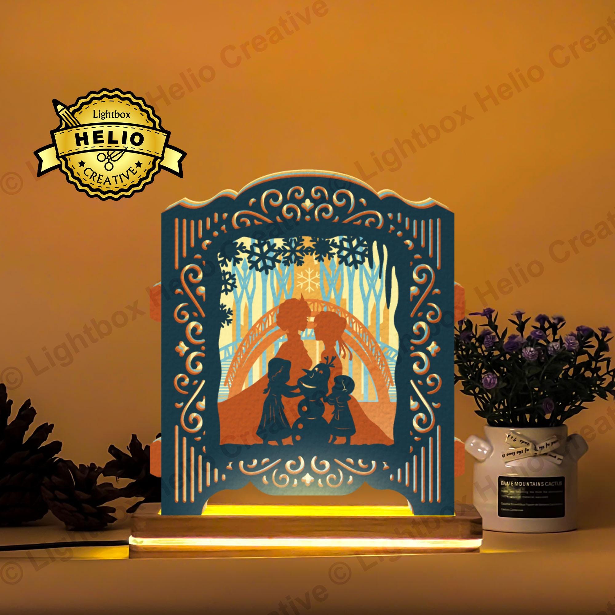 Frozen Elsa and Anna Princesses 3D Pop-up Lightbox SVG DXF Files, DIY Shadow Box for Cricut ...