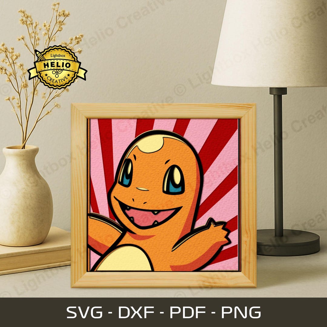 Charmander Pokemon Portrait #2 Lightbox SVG, DIY Shadow Box Template ...