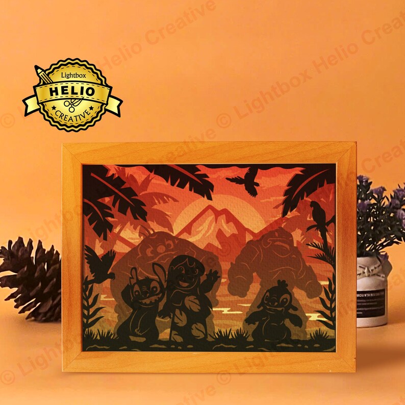 Lilo & Stitch Characters 3D Lightbox SVG DXF Files, DIY Shadow Box for ...