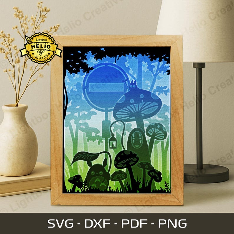 Forest Spirit & Ghost 3D Lightbox SVG: Anime Shadow Box Template for ...