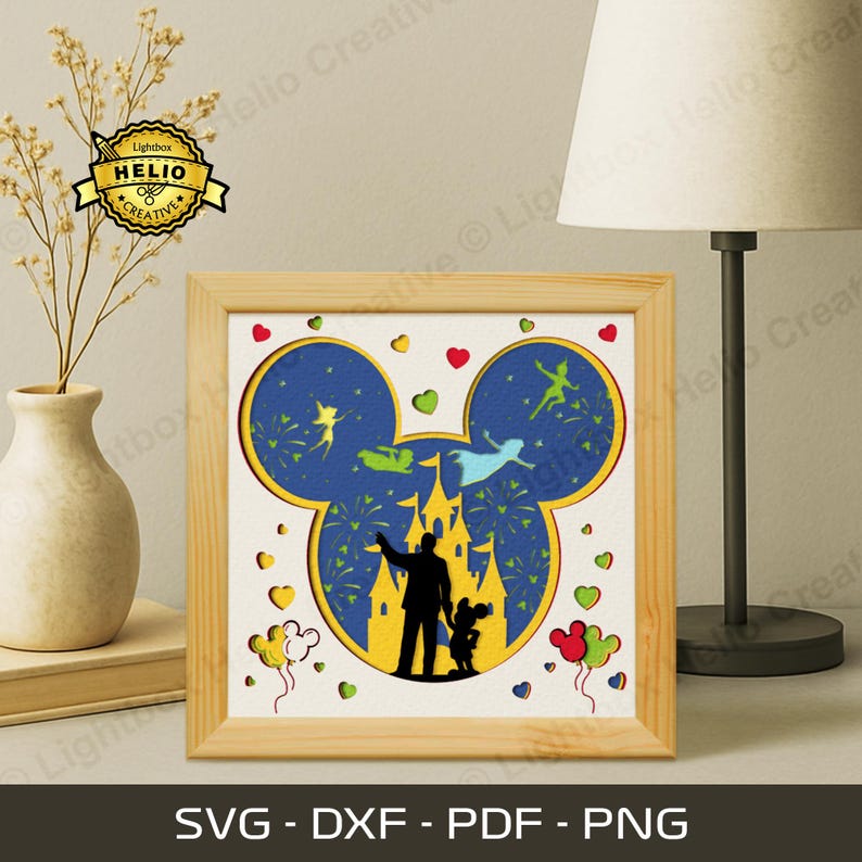 Disney Anniversary Lightbox SVG, DIY Mickey Mouse Shadow Box Template ...