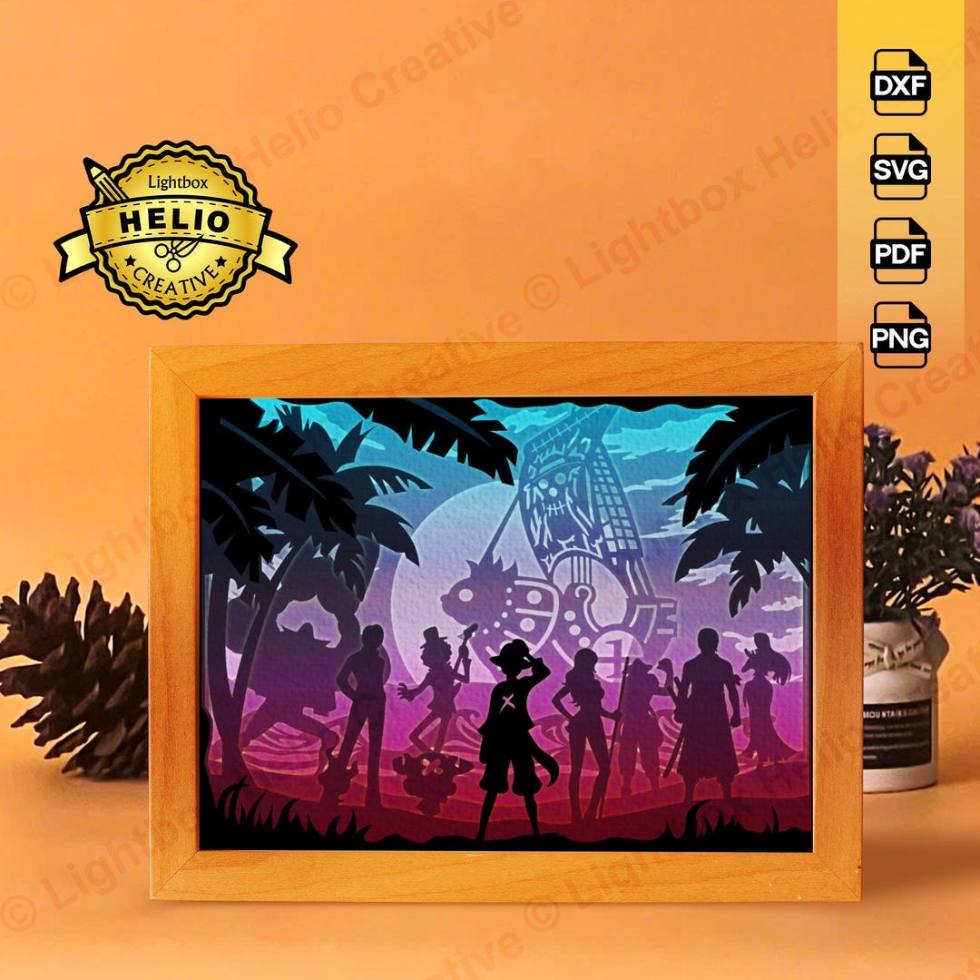 One Piece #4 Lightbox SVG: Straw Hat Pirates & Thousand Sunny Shadow ...