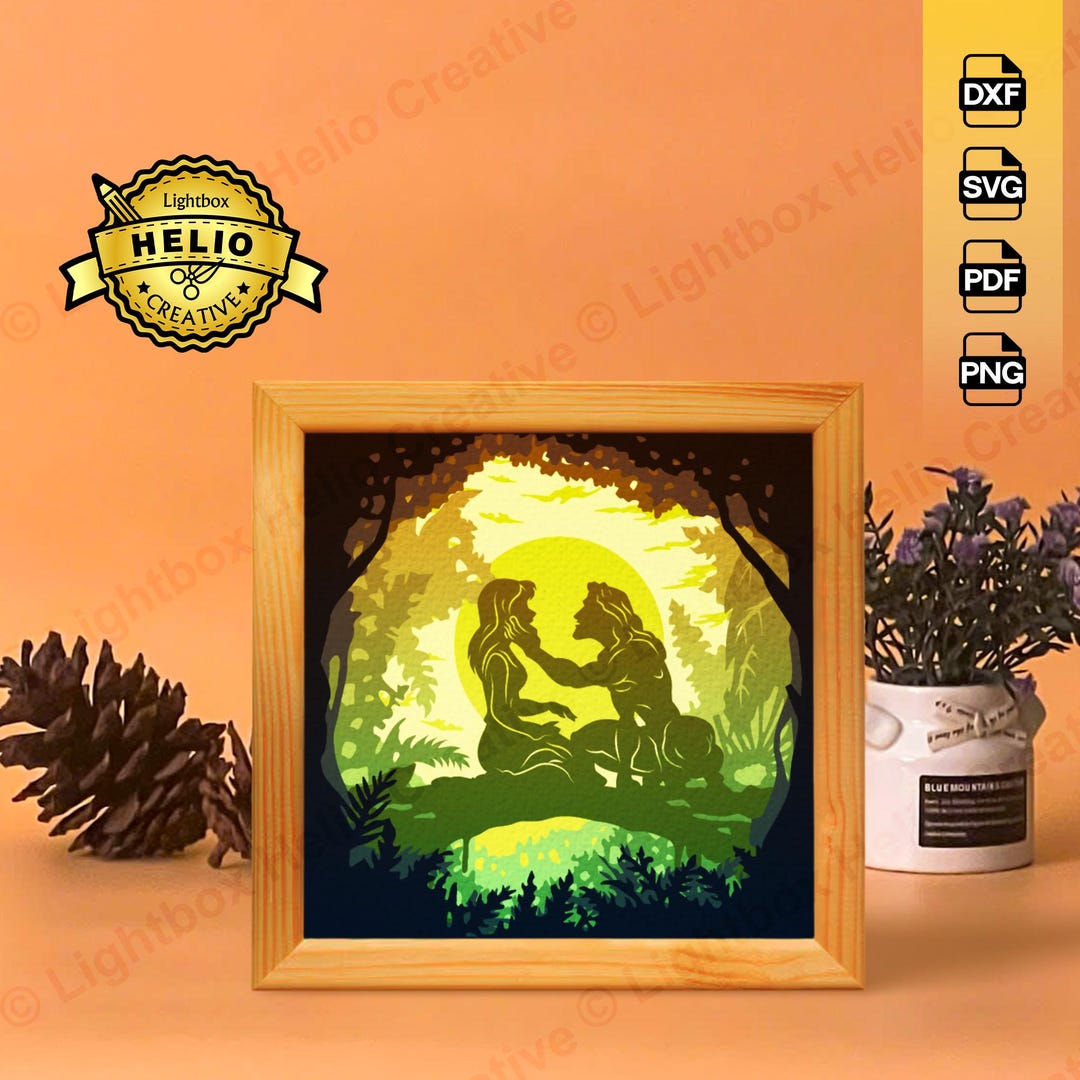Tarzan and Jane 3D Lightbox SVG DXF Files, DIY Shadow Box for Cricut ...