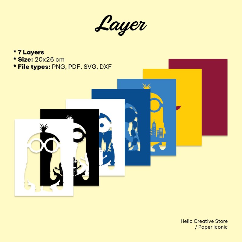 Minions Lightbox SVG: DIY Despicable Me Shadow Box Template (digital ...