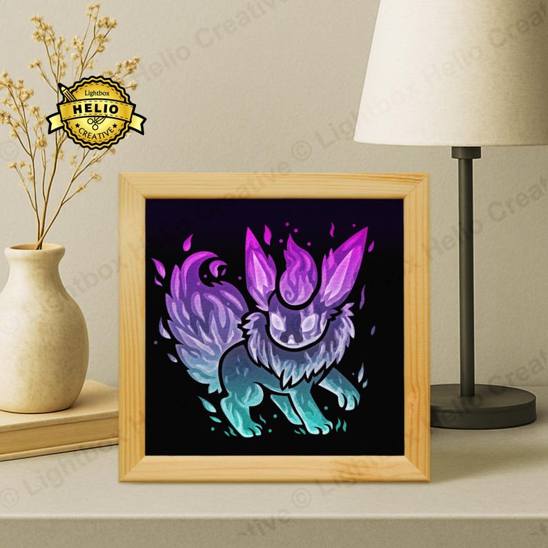 Pokemon Flareon Lightbox SVG, DIY Pocket Monsters Shadow Box Template ...