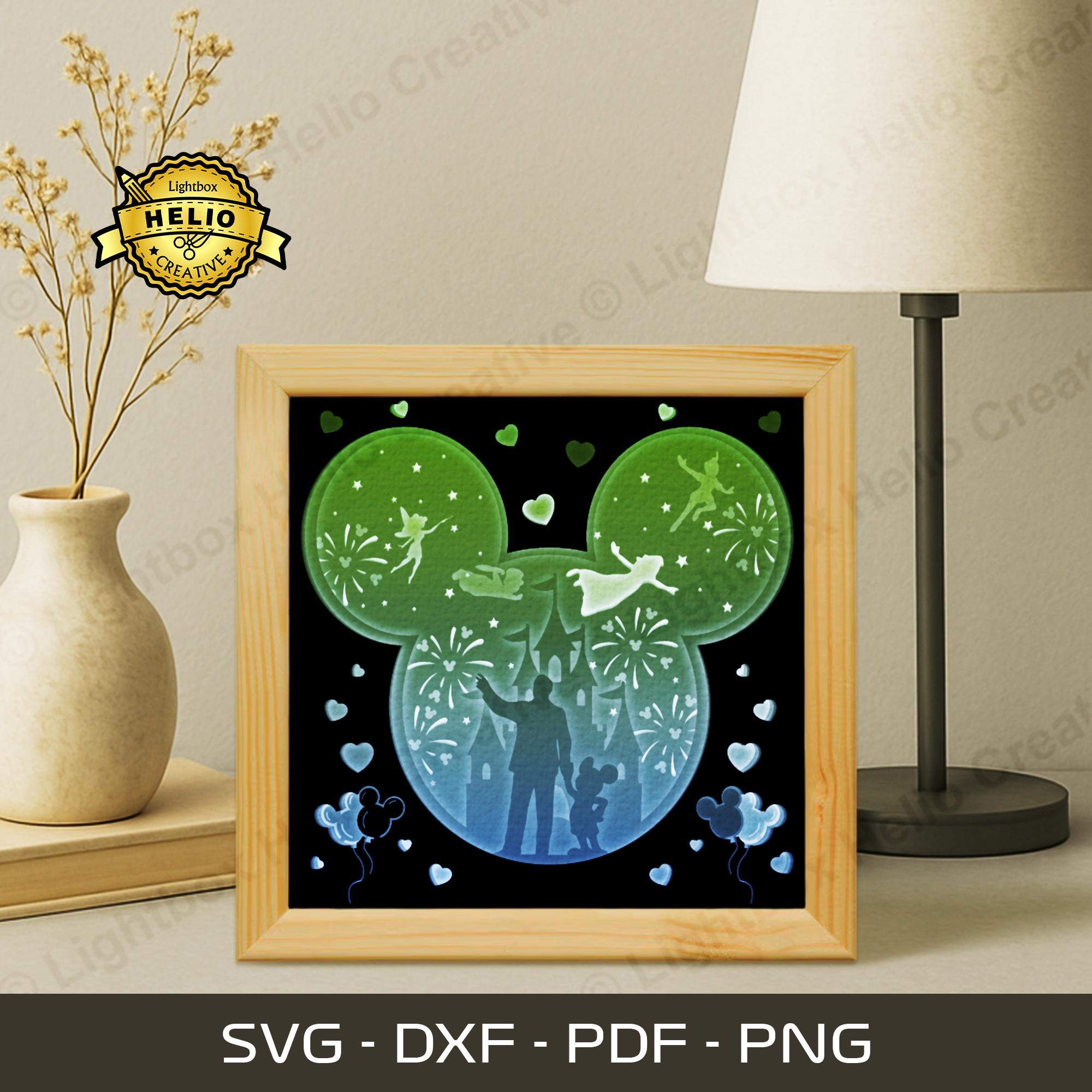 Disney Anniversary Lightbox SVG, DIY Mickey Mouse Shadow Box Template ...