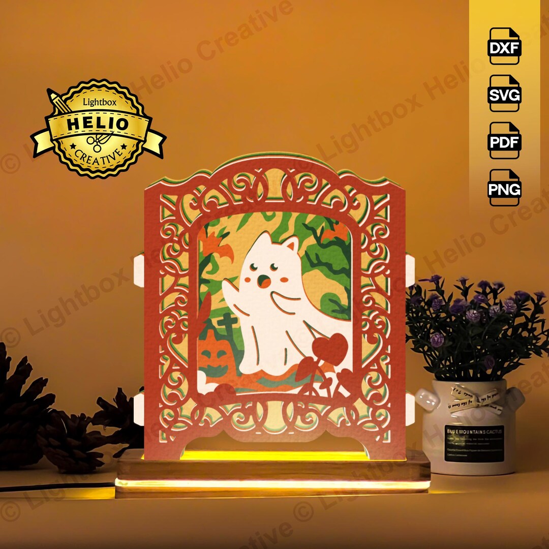 Jolly Ghost 1 3D Pop-up Lightbox SVG DXF Files, DIY Shadow Box for ...