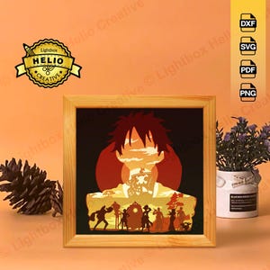 One Piece 2 3D Lightbox SVG DXF Files, DIY Luffy Silhouette Shadow Box ...