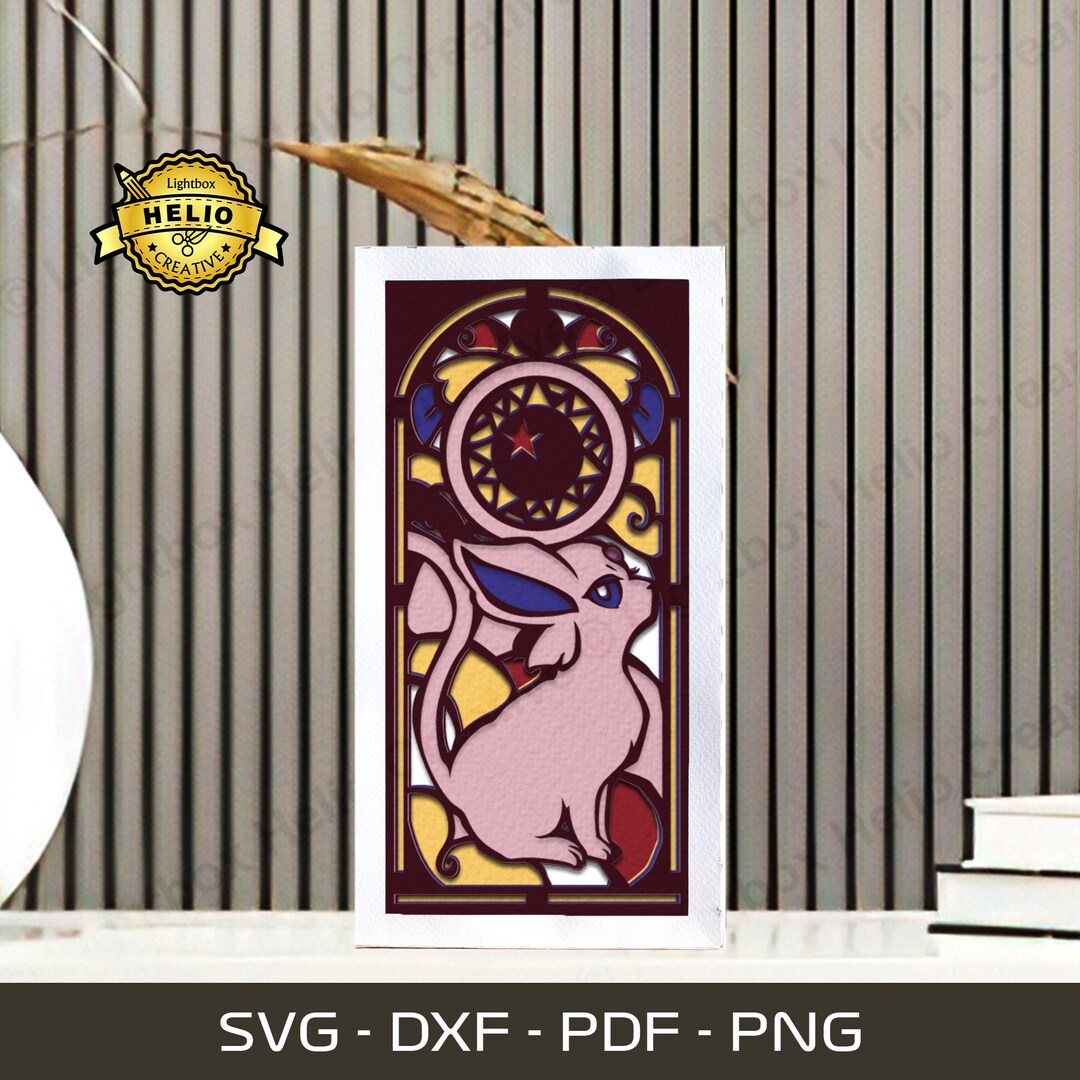 Espeon Pokemon Shadow Box SVG With FREE Paper Frame, Anime Lightbox ...