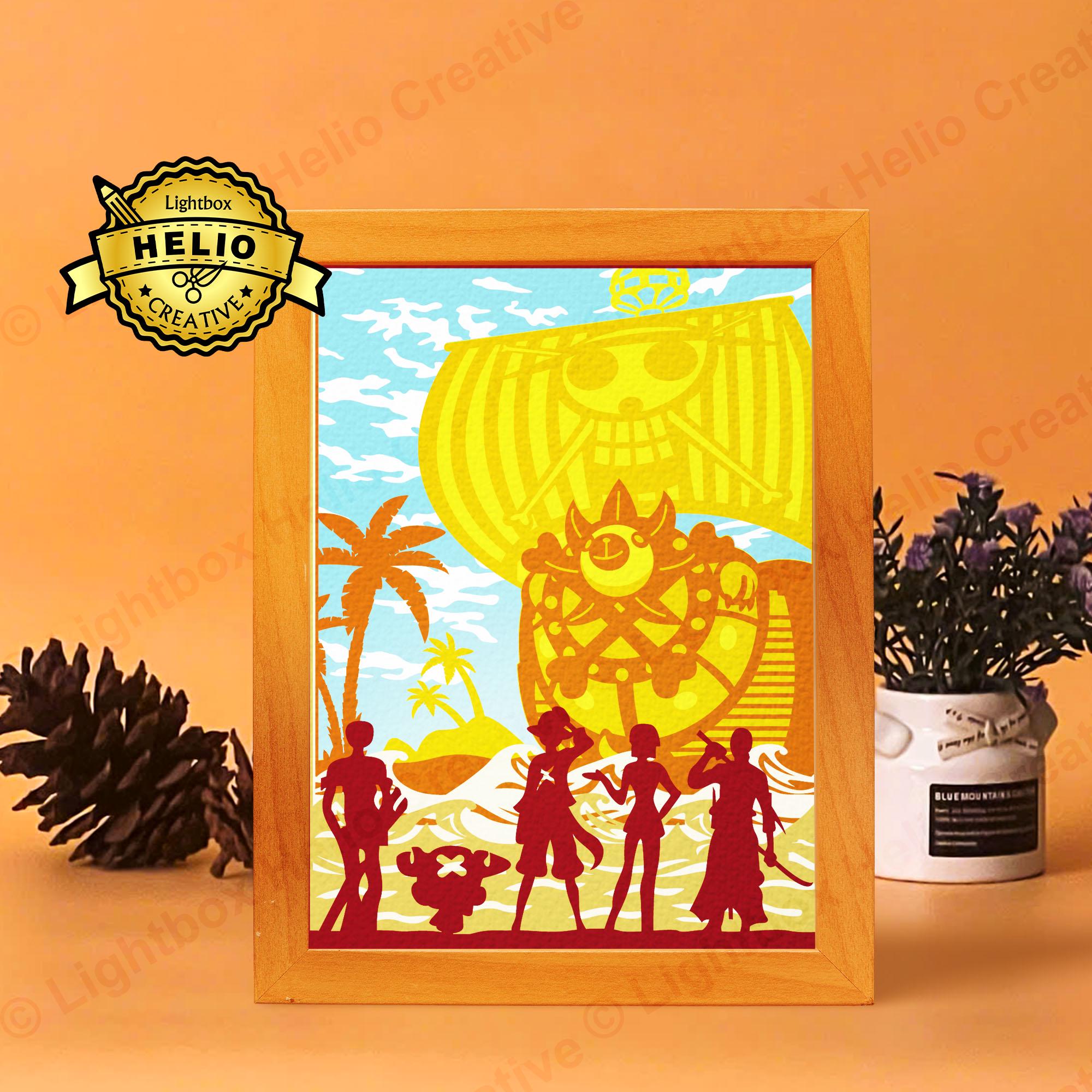 One Piece 5 3D Lightbox SVG DXF Files, DIY Thousand Sunny Shadow Box ...