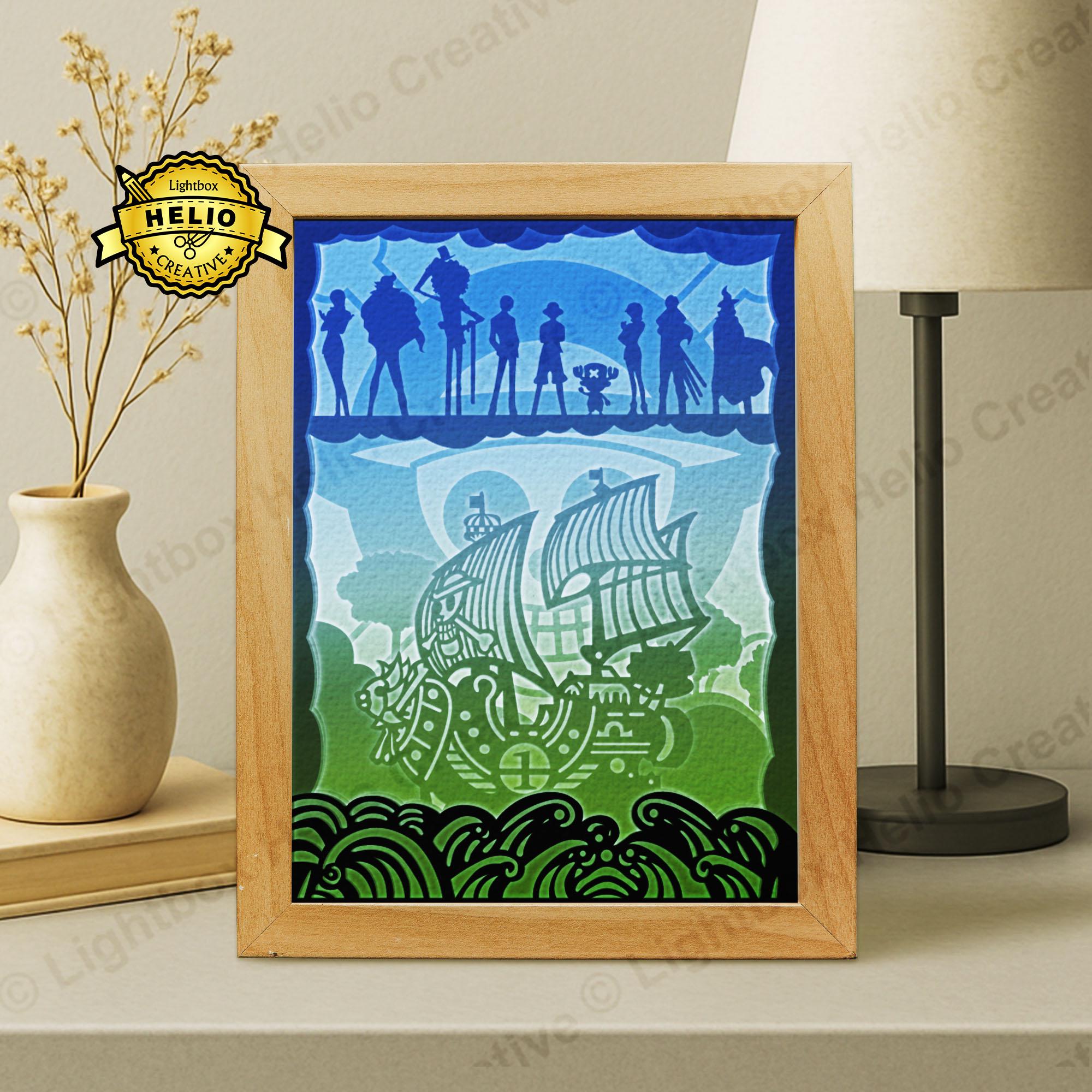 One Piece Straw Hat Pirates Lightbox SVG: Thousand Sunny Shadow Box ...