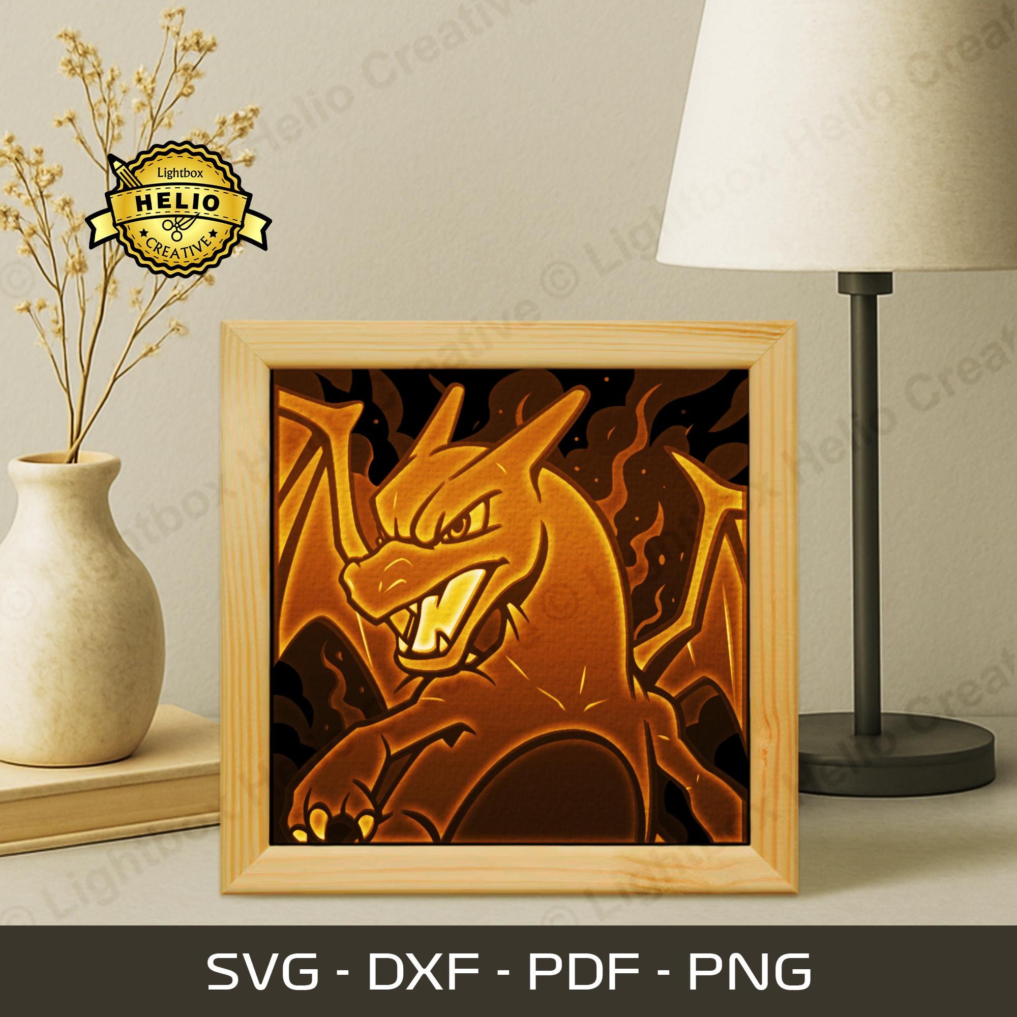 Charizard Pokemon Portrait #3 Lightbox SVG, DIY Anime Shadow Box ...