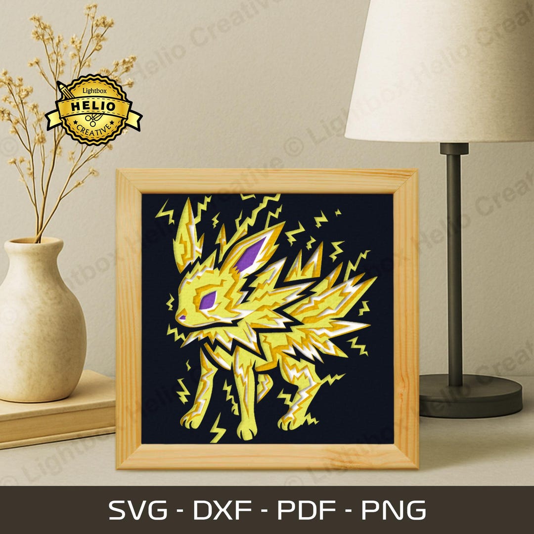 Pokemon Jolteon Lightbox SVG, DIY Pocket Monsters Shadow Box Template ...