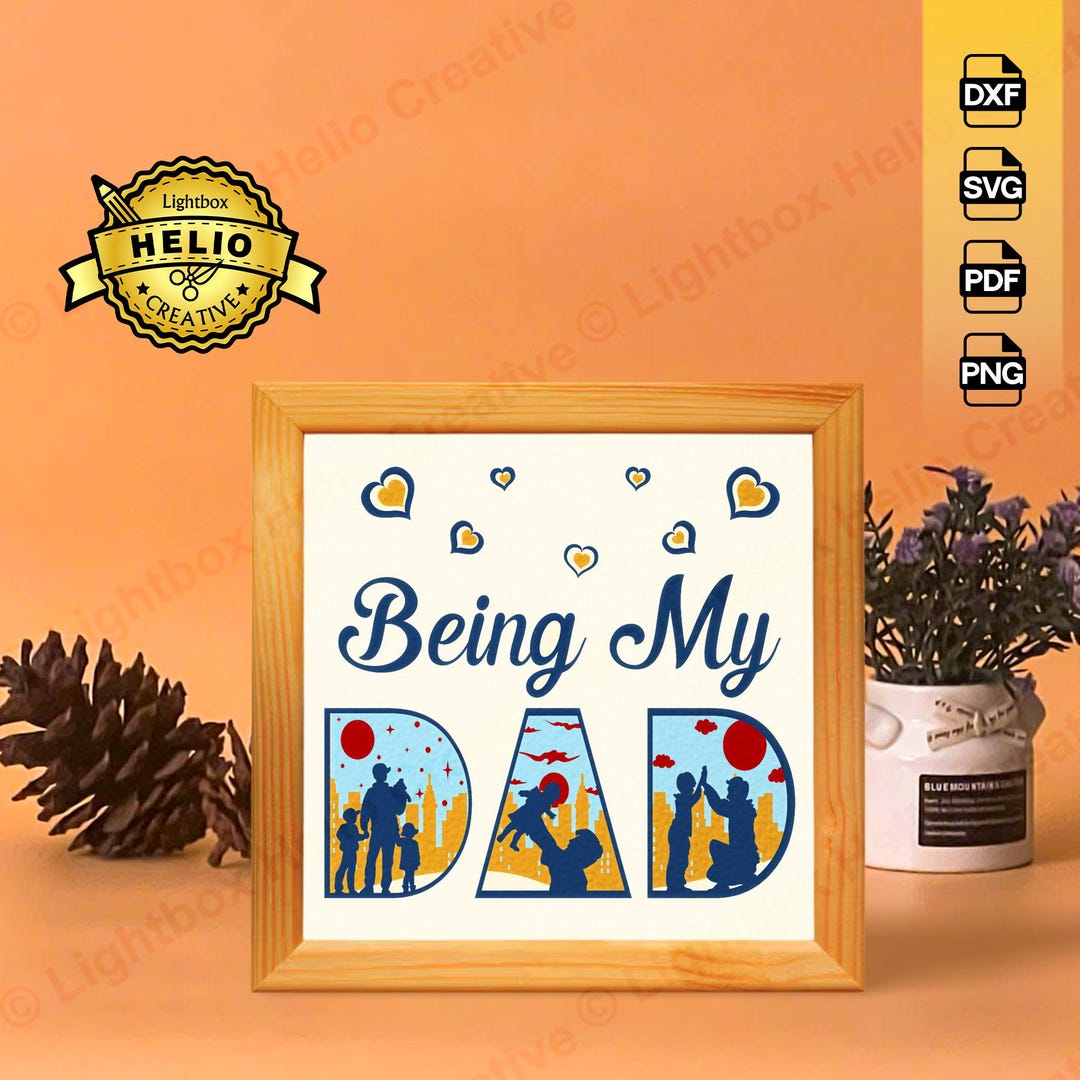 Dad 3D Lightbox SVG: Father's Day Shadow Box Template (digital Download ...