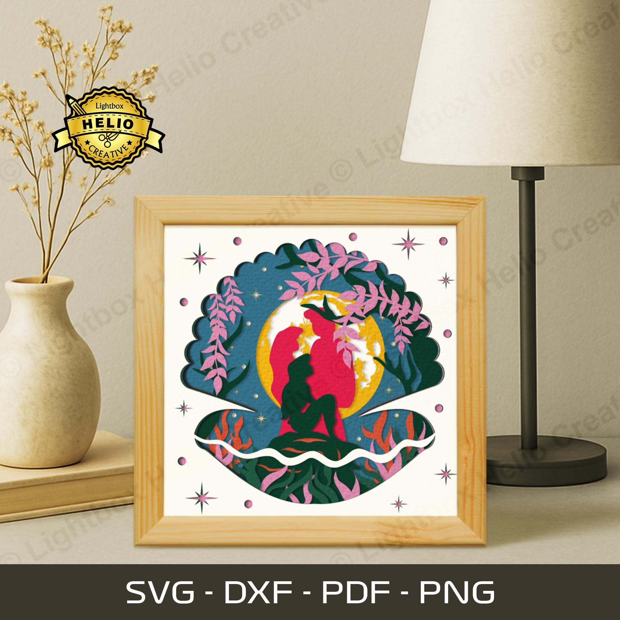 Little Mermaid Ariel Lightbox SVG: Valentine Shadow Box Template ...