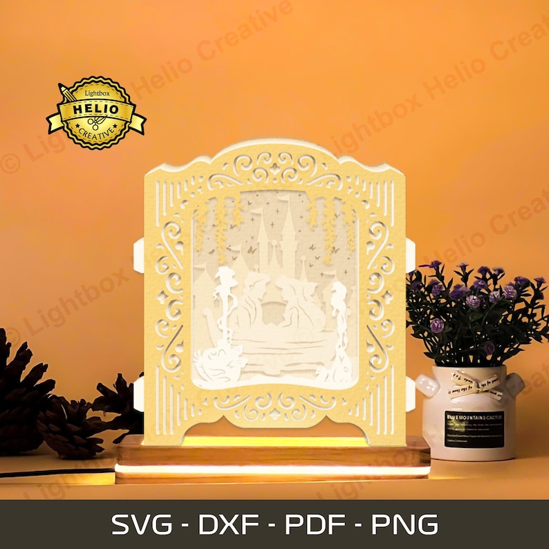 Ariel and Prince Eric 3D Pop-up Lightbox SVG: Valentine Shadow Box ...