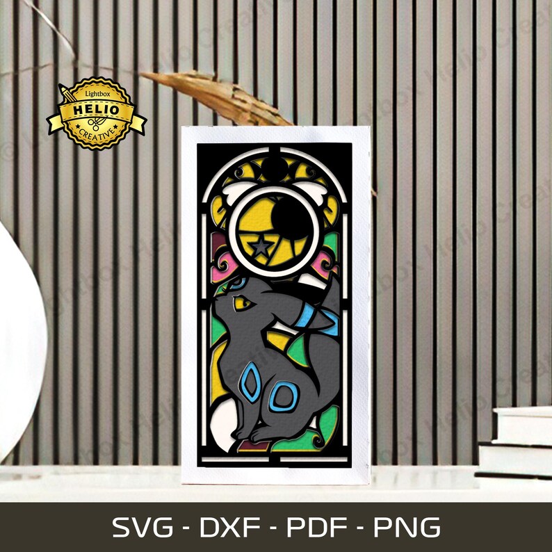Umbreon Pokemon Shadow Box SVG With FREE Paper Frame, Anime Lightbox ...