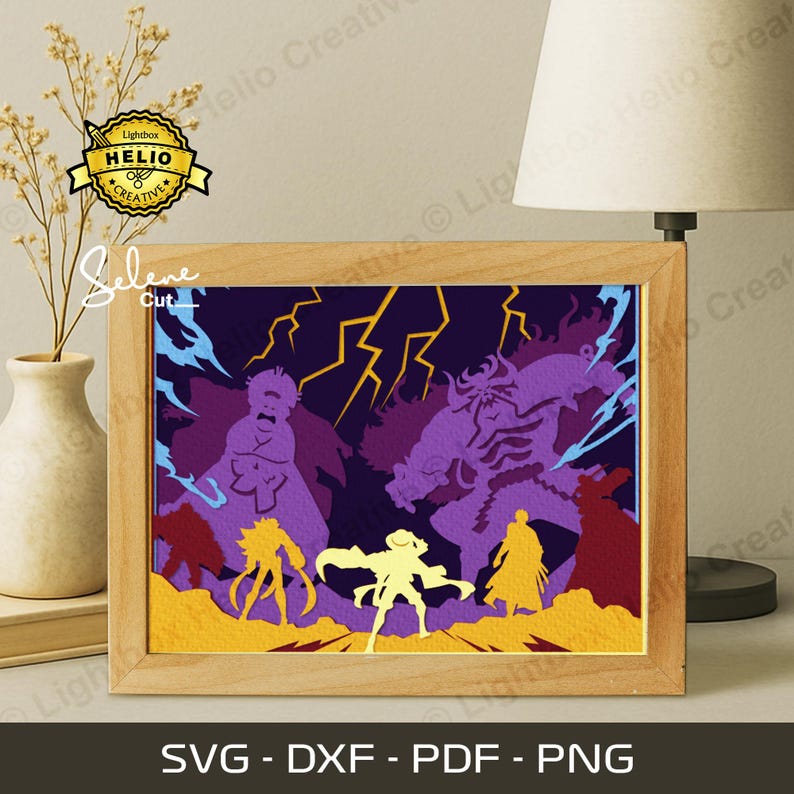 One Piece Lightbox SVG: Onigashima Shadow Box Template (digital ...
