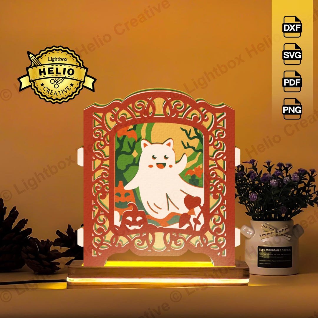 Jolly Ghost 2 3D Pop-up Lightbox SVG DXF Files, DIY Shadow Box for ...