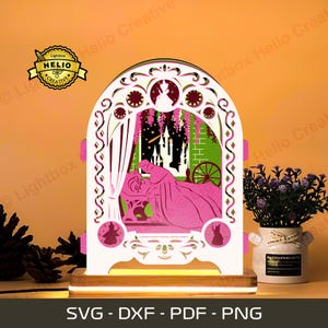 Sleeping Beauty 3D Pop-up Lightbox SVG, DIY Aurora Princess Shadow Box ...