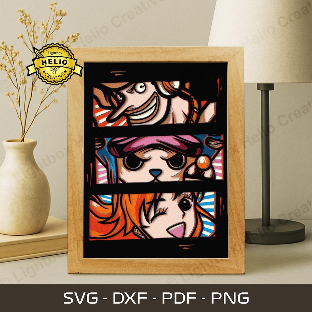One Piece Split Panel Lightbox SVG: Usopp, Chopper & Nami Shadow Box ...