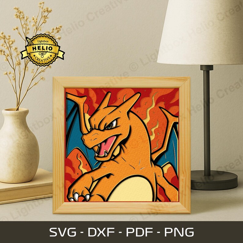 Charizard Pokemon Portrait #3 Lightbox SVG, DIY Anime Shadow Box ...