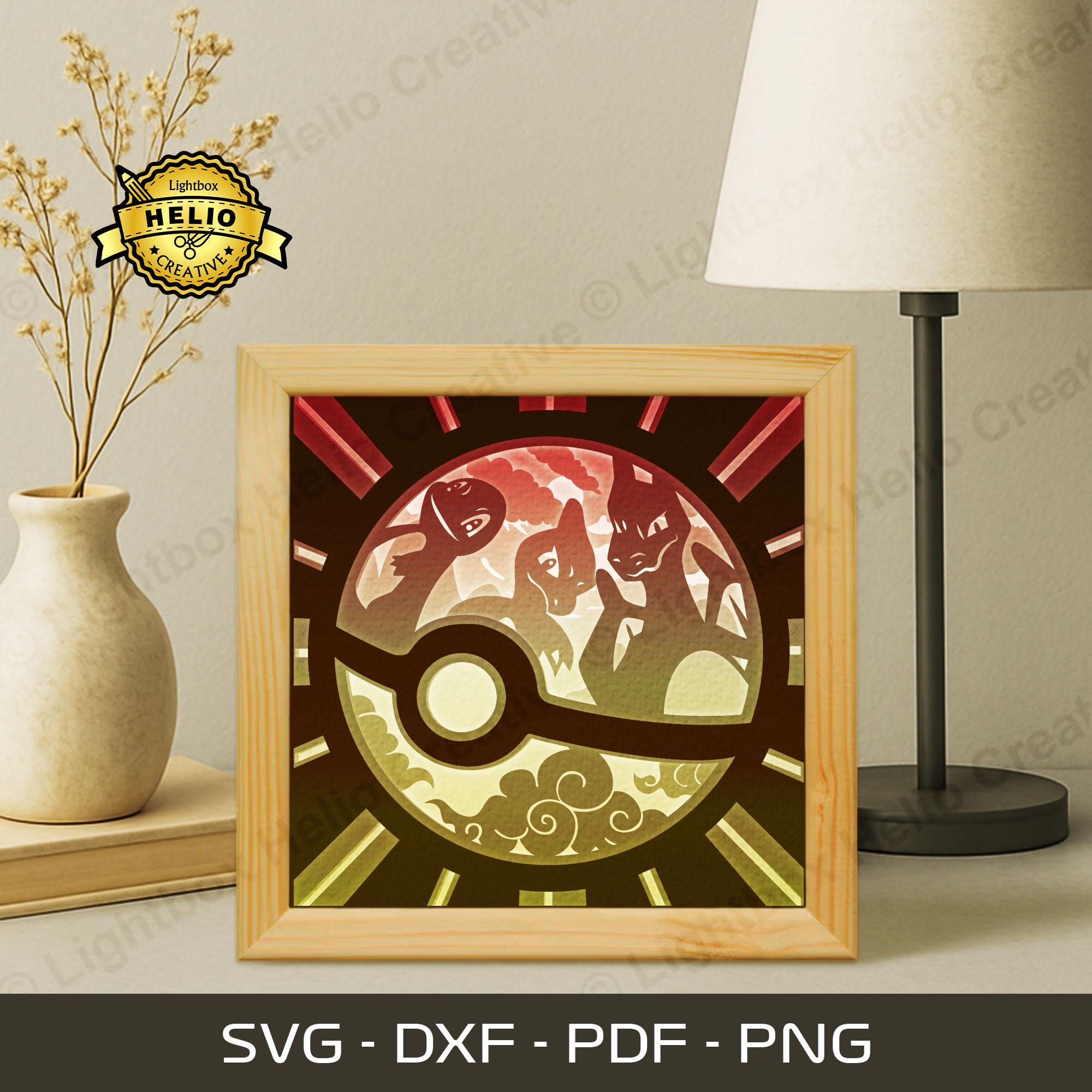 Pokemon Charizard Family Lightbox SVG, DIY Anime Shadow Box Template ...