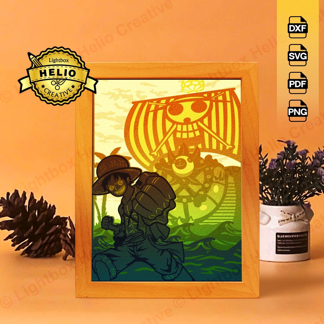 Monkey D. Luffy and Thousand Sunny 3D Lightbox SVG DXF Files, DIY One ...