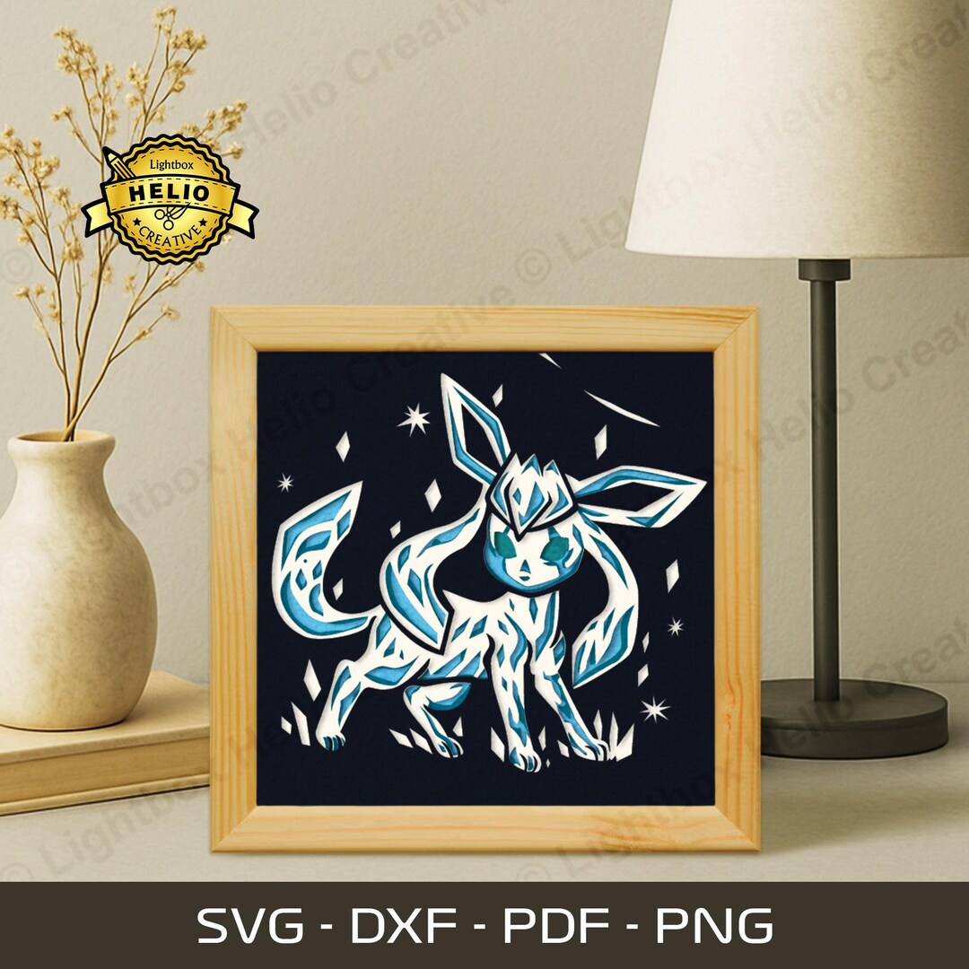 Pokemon Glaceon Lightbox SVG, DIY Pocket Monsters Shadow Box Template ...