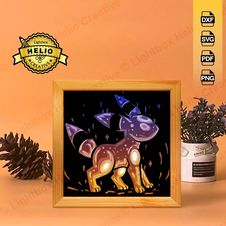 Pokemon Umbreon Lightbox SVG, DIY Pocket Monsters Shadow Box Template ...