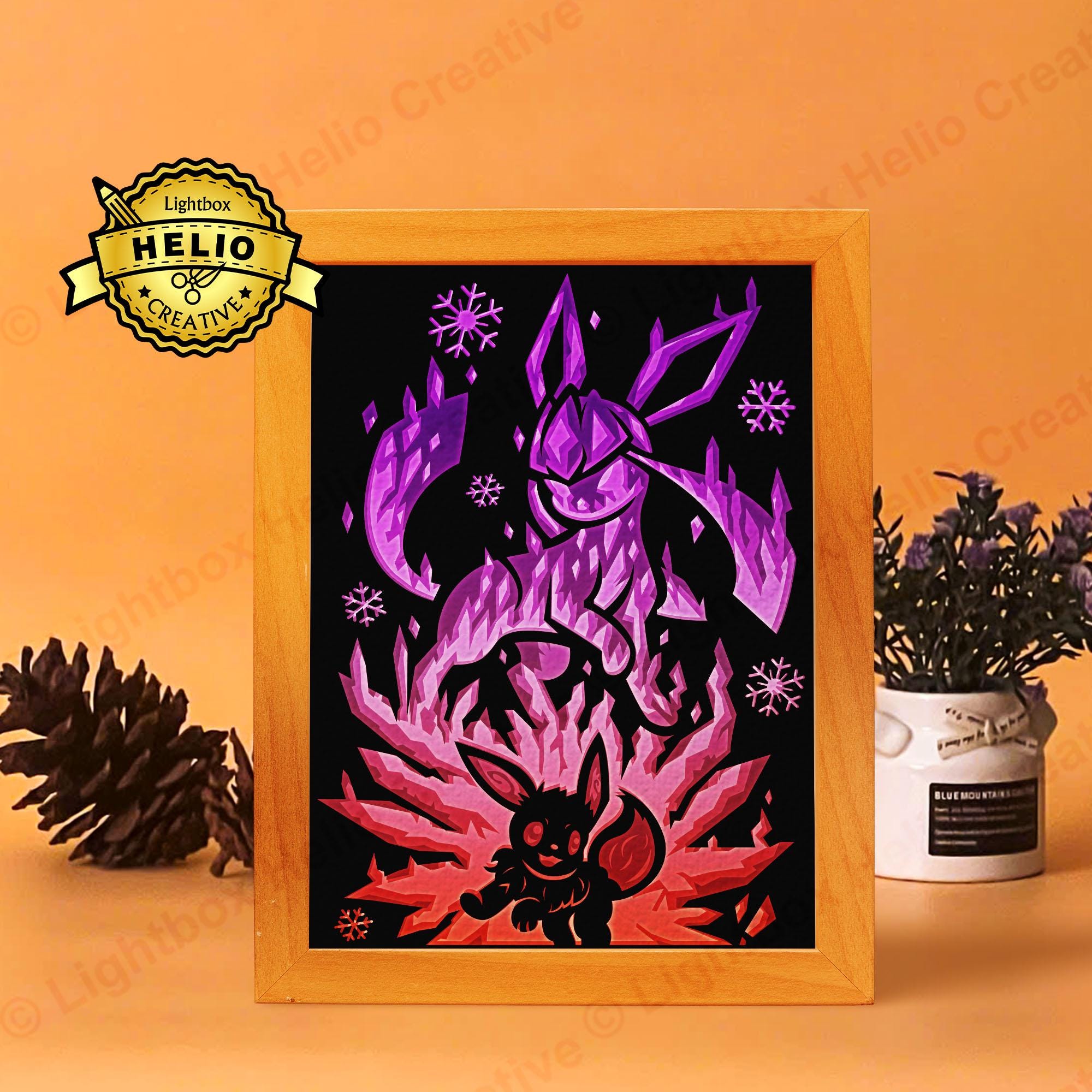 Pokemon Evolution Eevee to Glaceon Lightbox SVG, DIY Pokemon Shadow Box ...