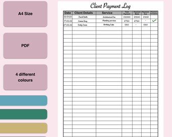 Client Payment History Printable Client Log Small Business Finance ...