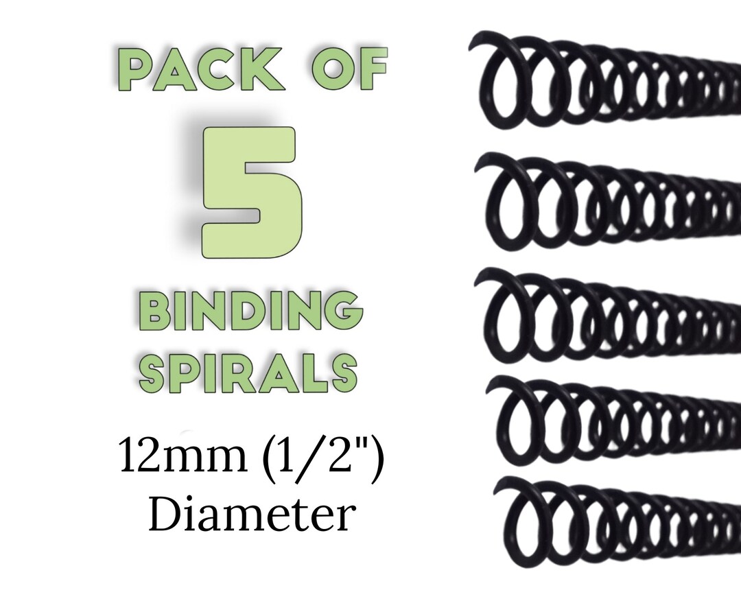 5 Pack 1/2 Binding Spirals for Coil Binding Documents, Planners and ...