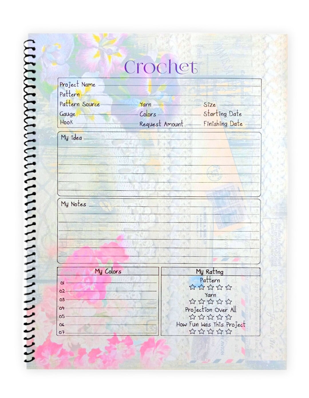 Crochet Journal Crochet Project Planner, Easily Lays Flat, Decorative ...