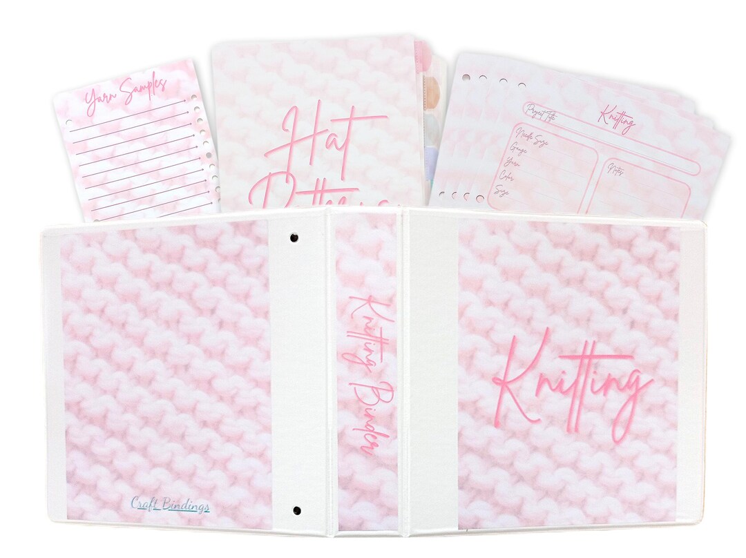 Knitting Binder Set With Decorated Covers and Spine, Yarn Sampler ...