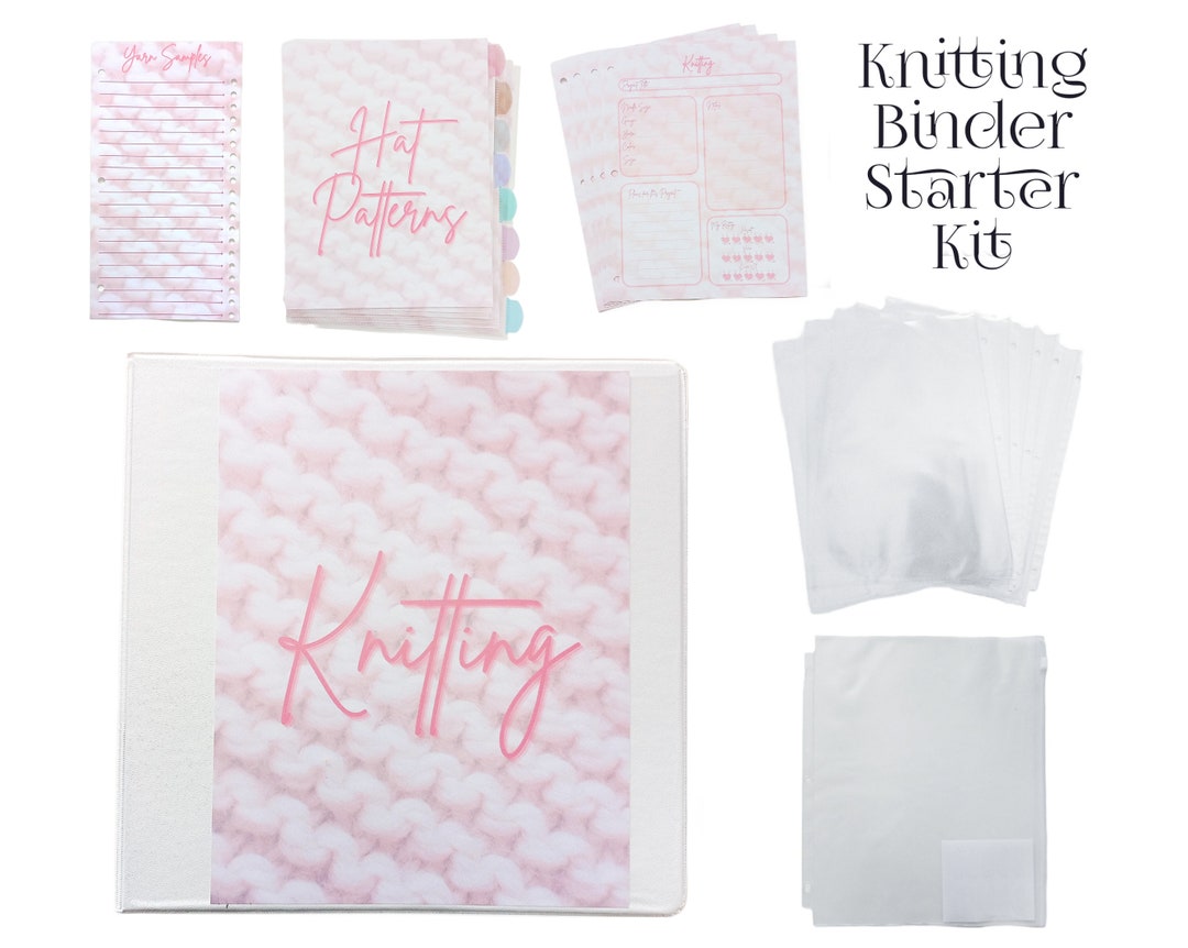 Knitting Binder Set With Decorated Covers and Spine, Yarn Sampler ...