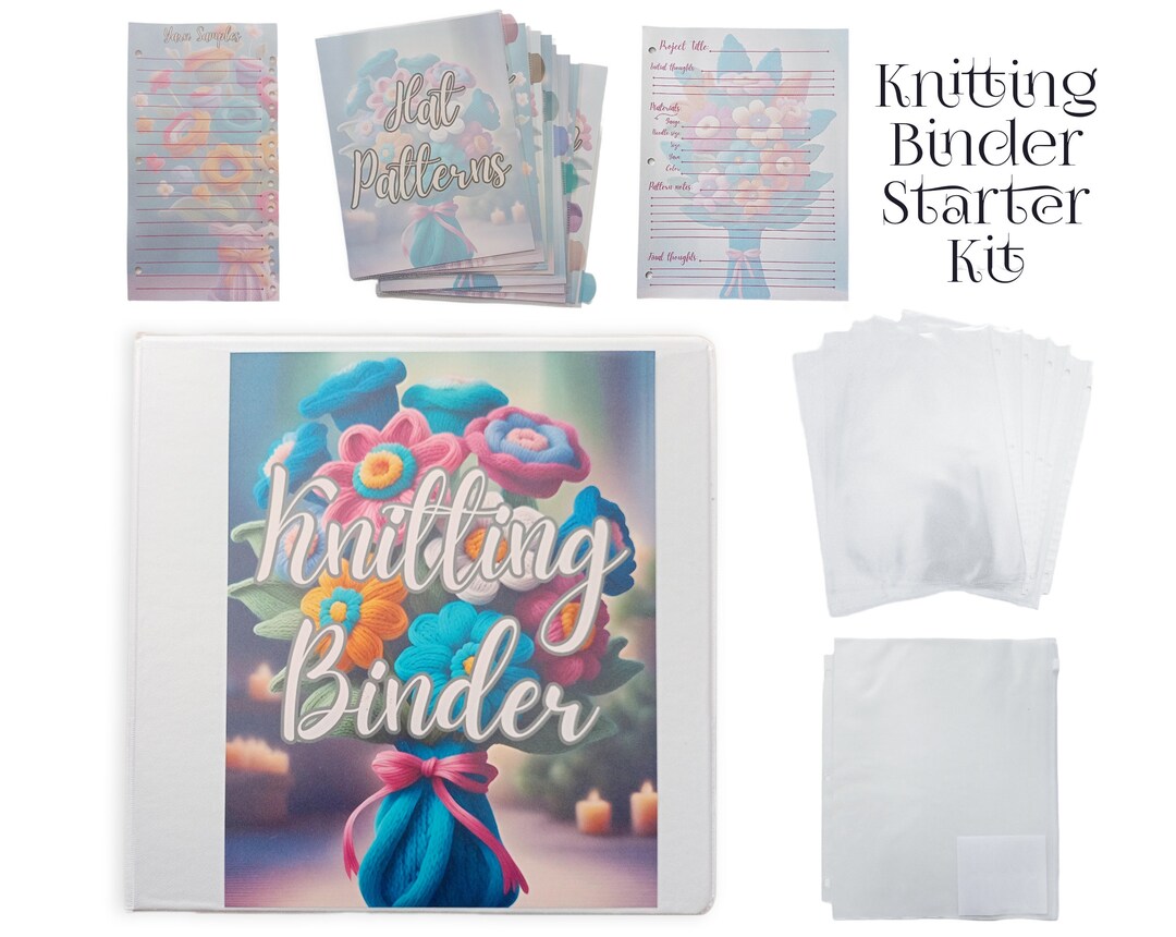 Knitting Pattern Binder Starter Set: Project Planner, Dividers & Yarn ...