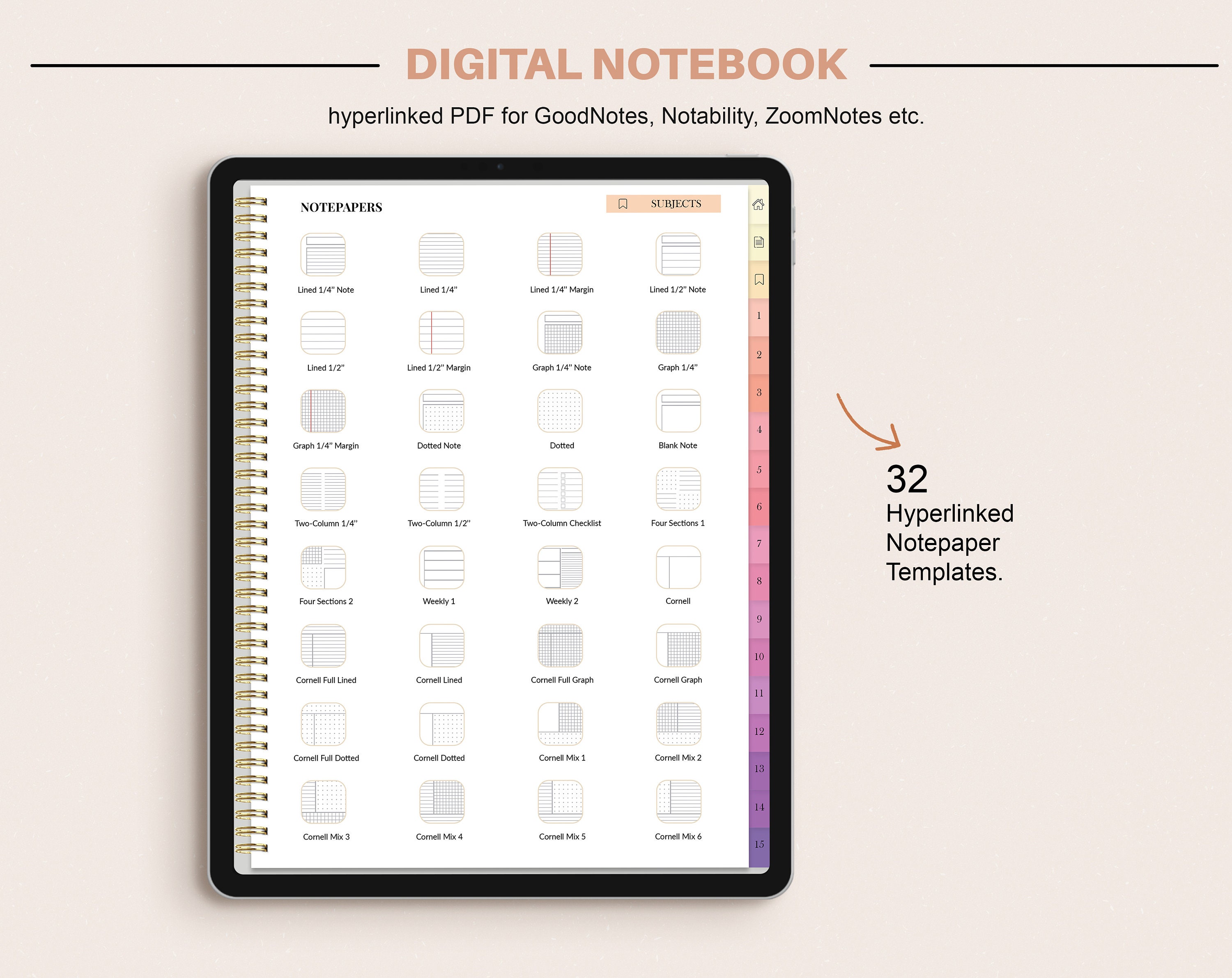 Digital Notebook Goodnotes Digital Notebook With Tabs - Etsy