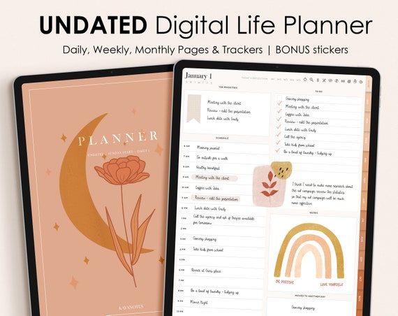 Digital Planner Boho UNDATED Goodnotes Notability Xodo - Etsy