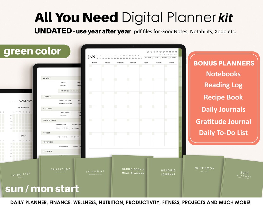 Samsung Notes Digital Planner Undated Goodnotes, Notability, PORTRAIT ...