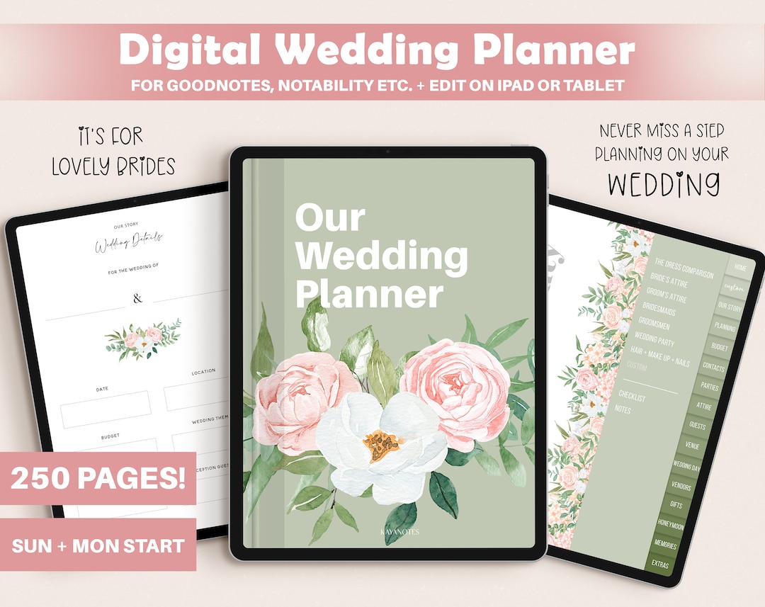 Digital Wedding Planner, iPad Wedding Planner, Goodnotes, Wedding ...