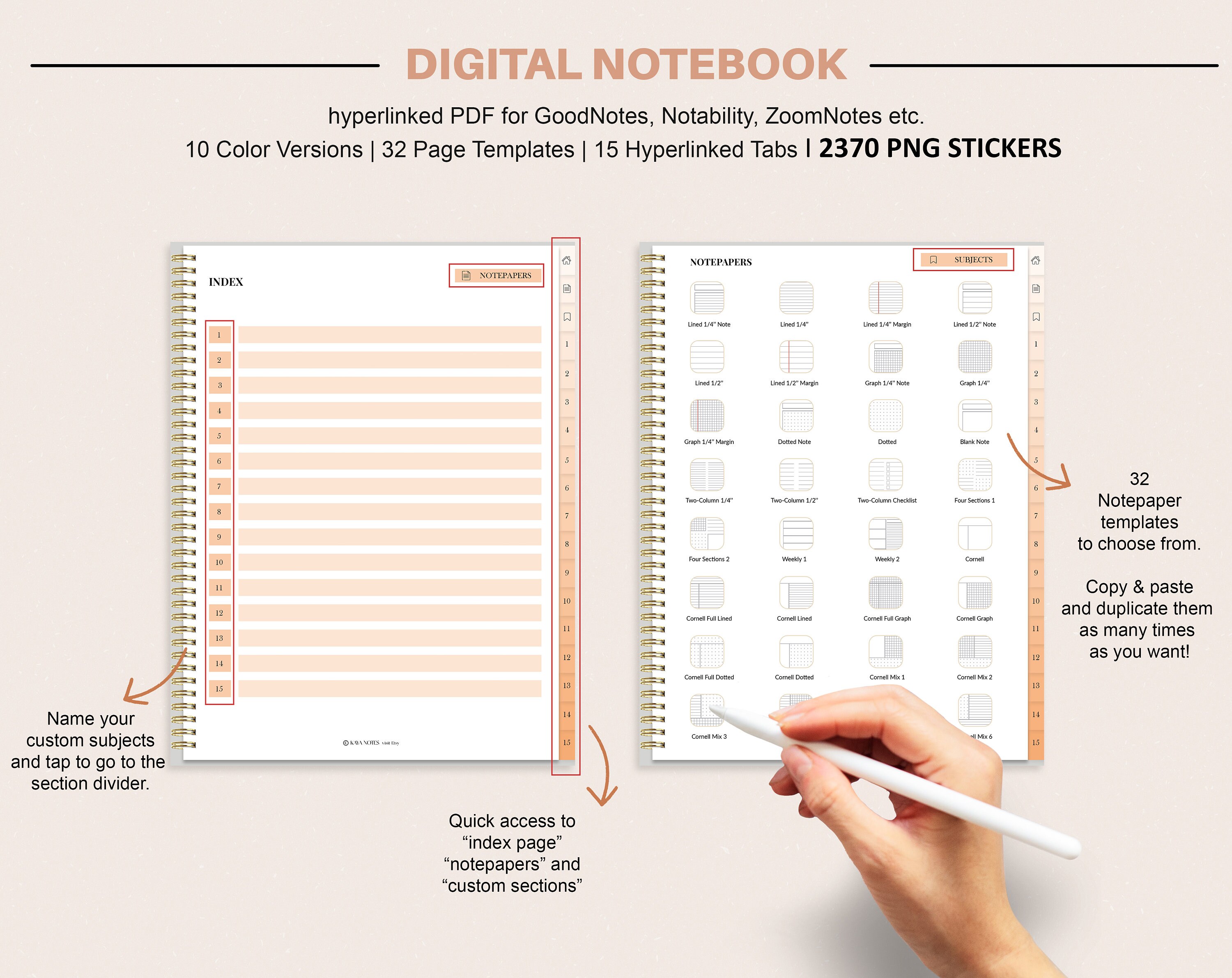 Digital Notebook Goodnotes Digital Notebook With Tabs - Etsy