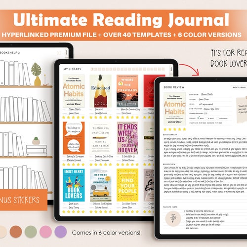 Digital Reading Journal Goodnotes Digital Reading Planner - Etsy