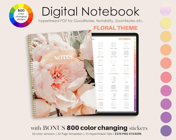 Digital Notebook Goodnotes Digital Notebook With Tabs - Etsy