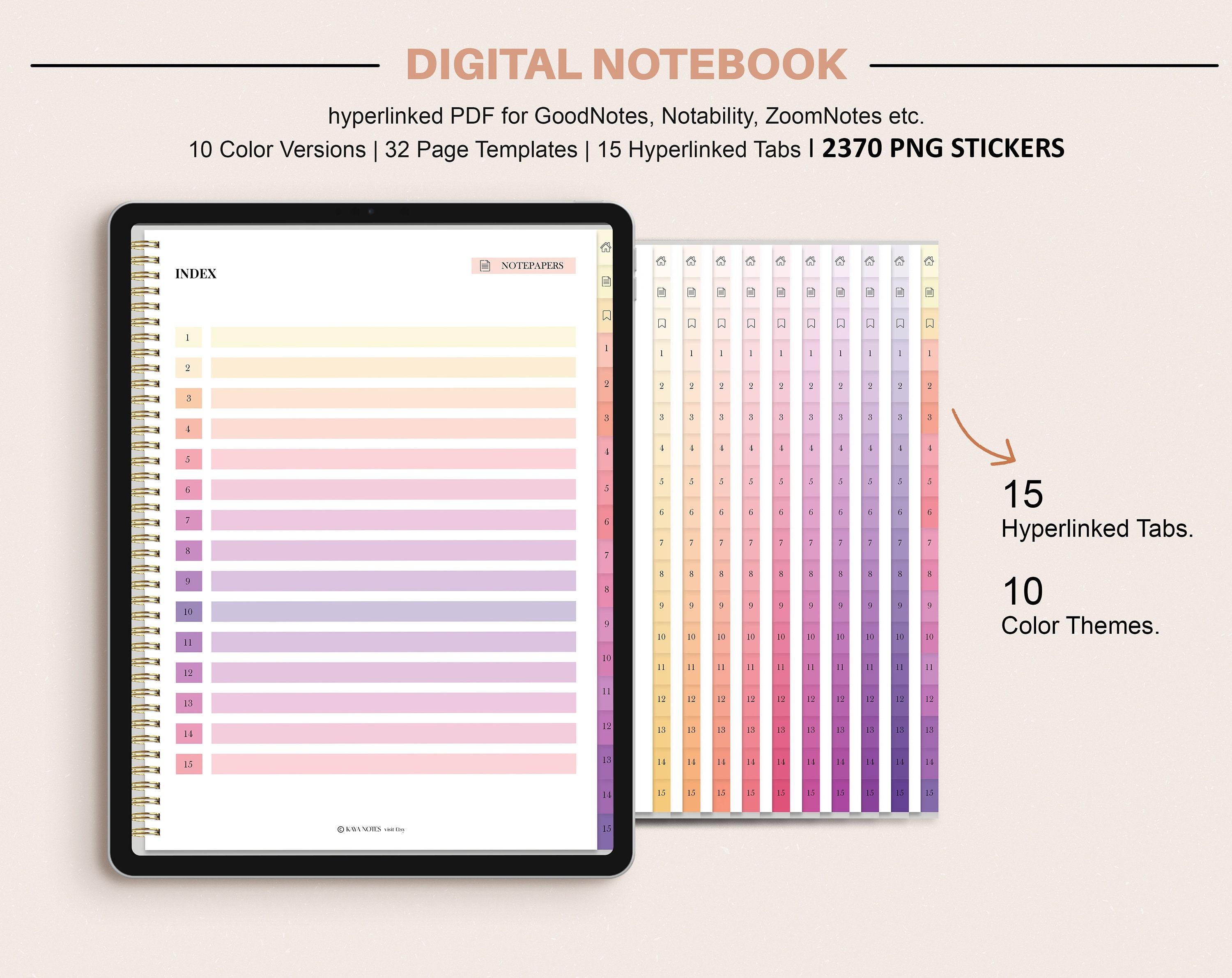 Digital Notebook Goodnotes Digital Notebook With Tabs - Etsy